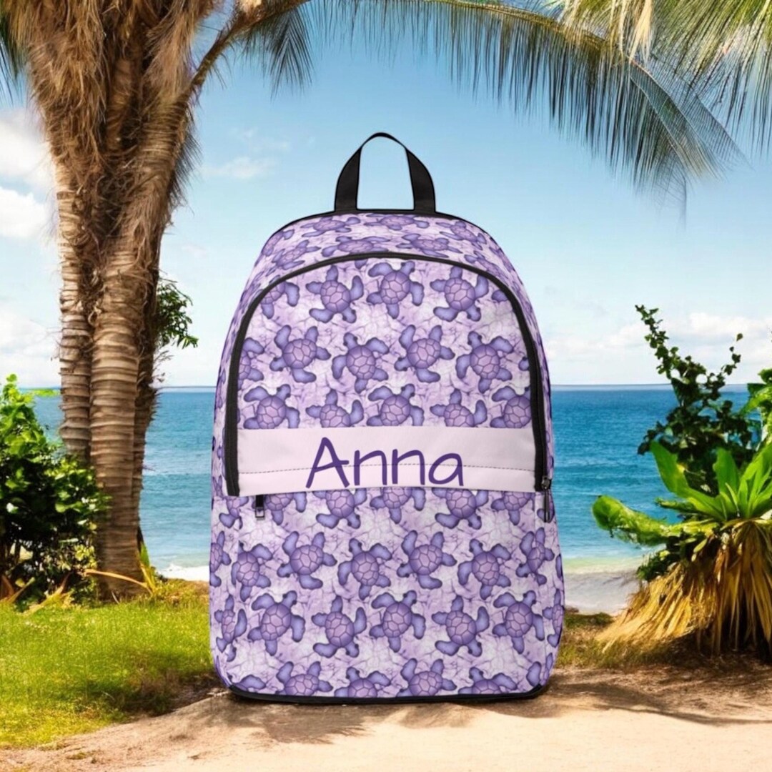 Personalized Sea Turtle Backpack for Girls - Pastel Purple Custom Name ...