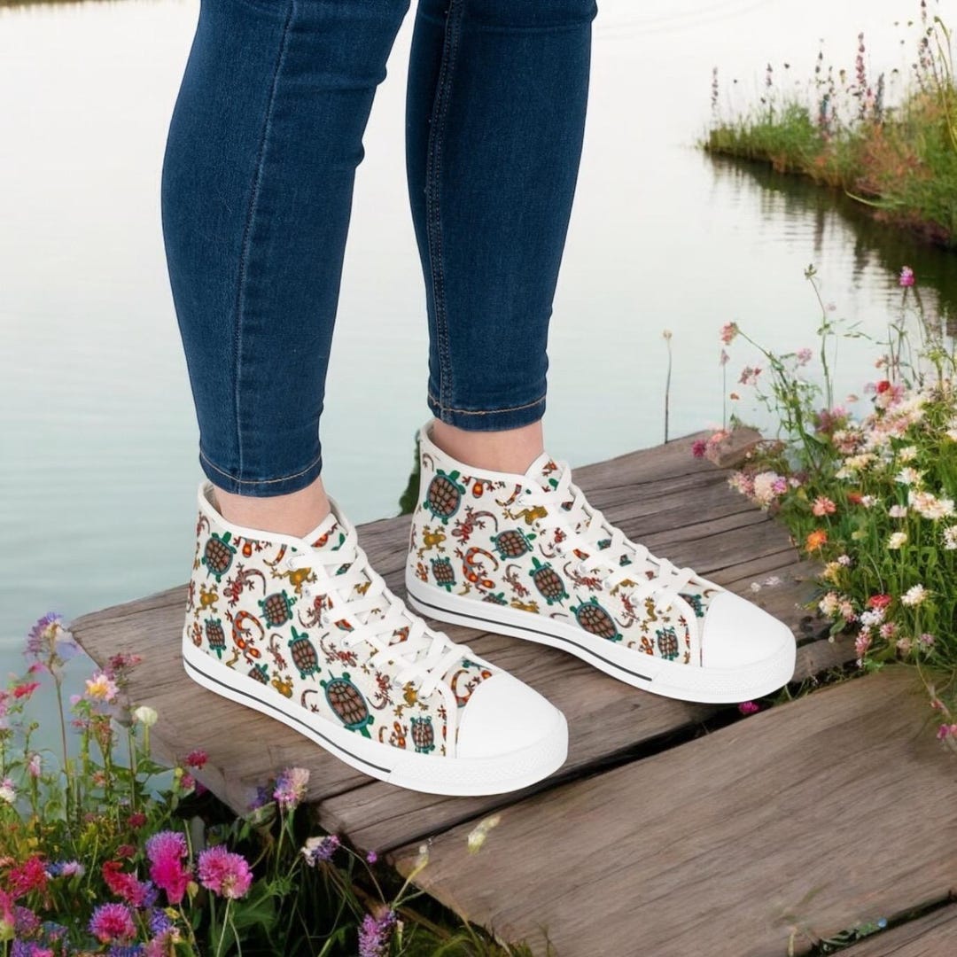 Reptile Hi Top Sneakers for Women - Snapping Turtle, Frog & Lizard ...