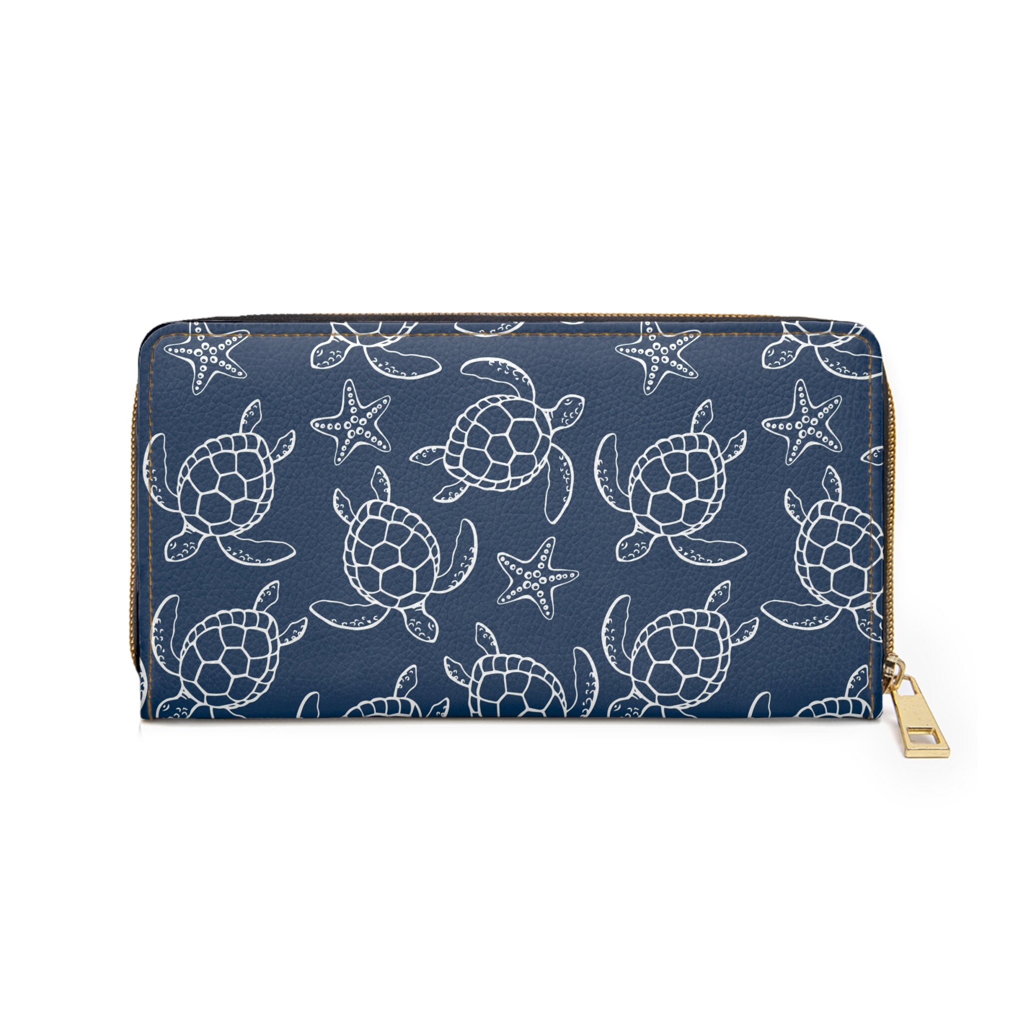 Navy Blue Sea Turtles Zipper Wallet, Women Turtle Wallet, Turtle Wallet ...