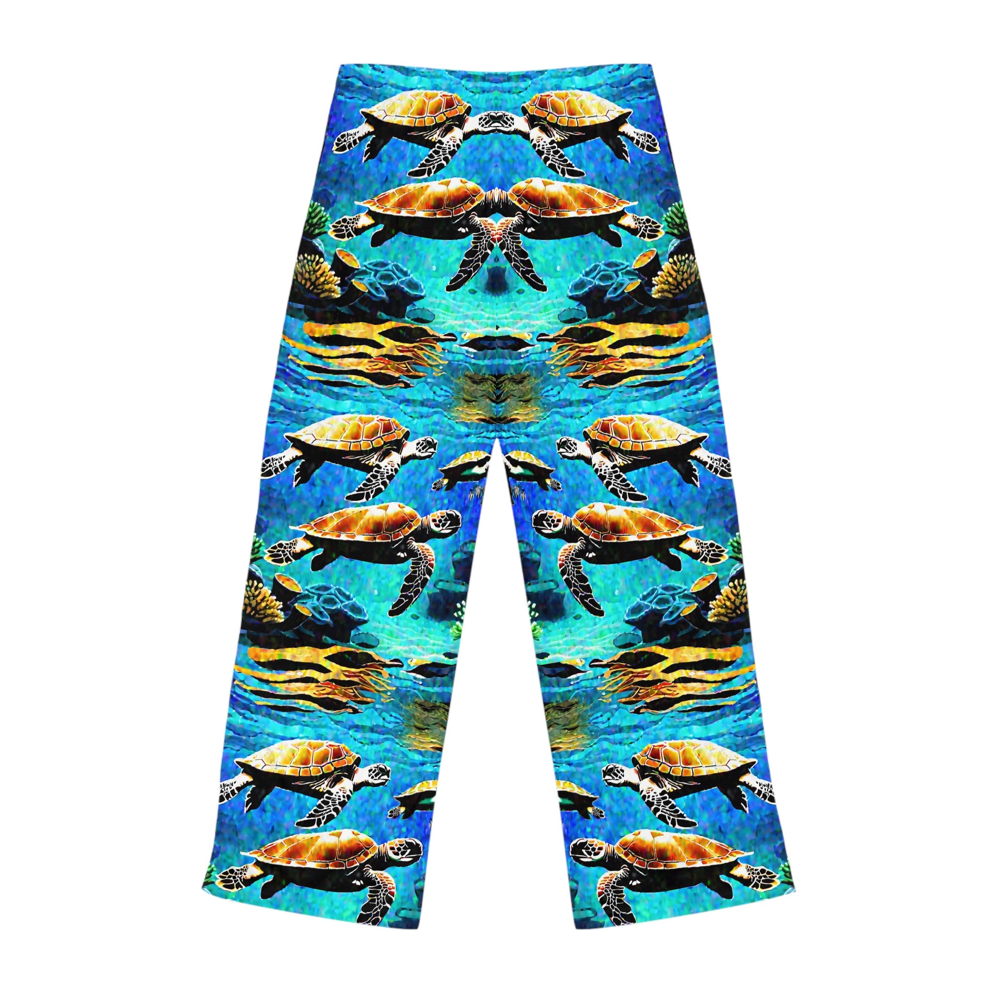 Sea Turtles Unisex Drawstring Pajama Pants, Women Sea Turtle Pants, Sea ...