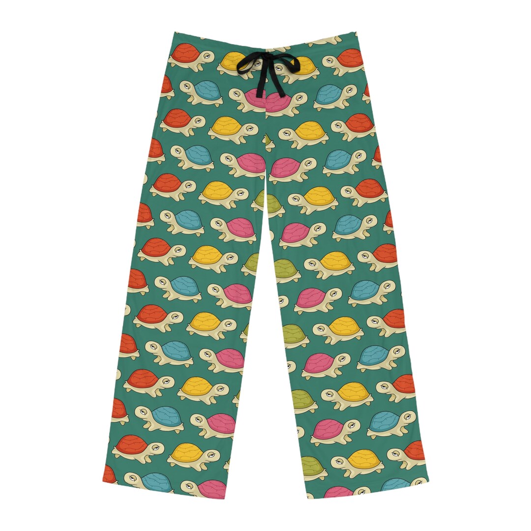 Sleepy Turtles Green Men's Draw String Pajama Pants, Turtle Pajama ...