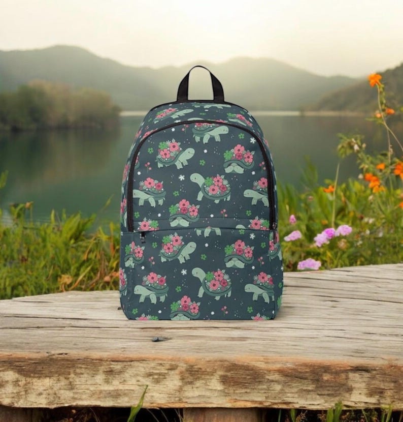 Floral Turtle Backpack Kawaii Tortoise Bag | Cute Box Turtle School ...