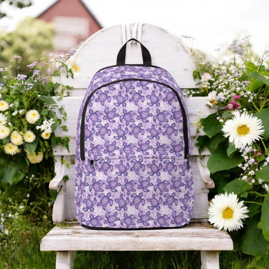 Purple Turtle Unisex Backpack, Girls Tropical Sea Turtle School Bag ...