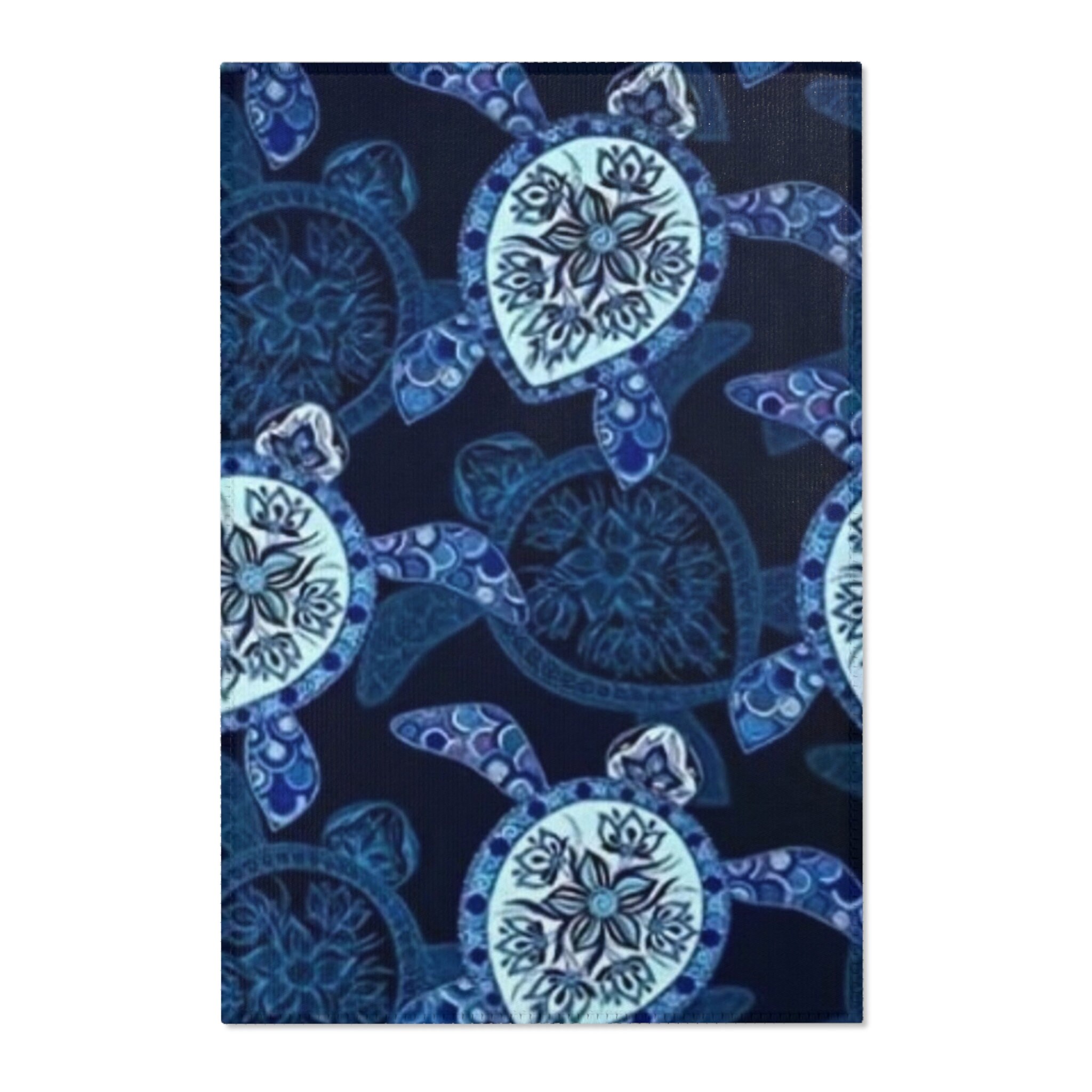 Blue Sea Turtles on Blue Sea Background Design Area Rug, Nautical Rug ...