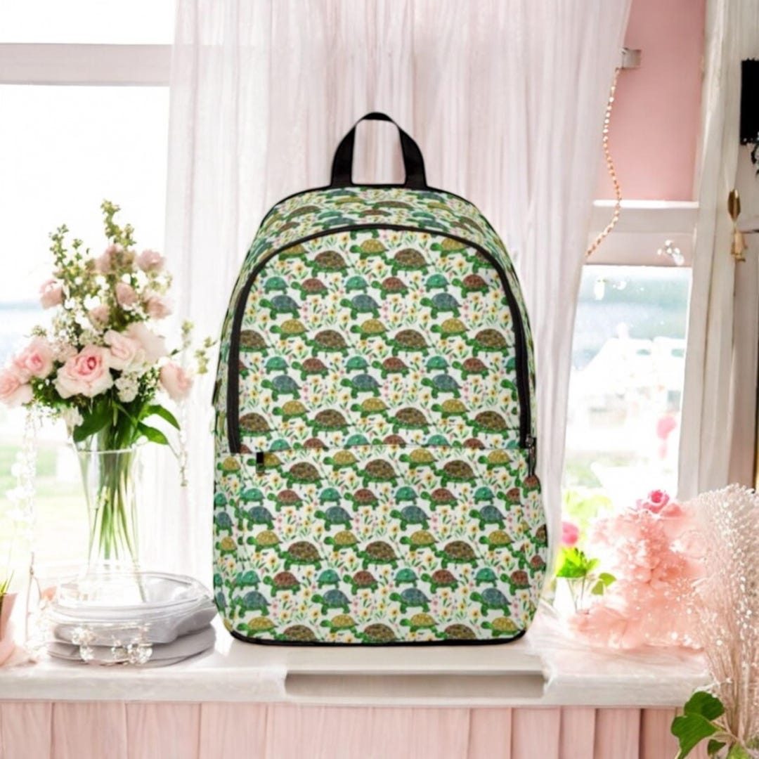 Garden Tortoise Backpack - Box Turtle Bookbag With Botanical Turtle ...