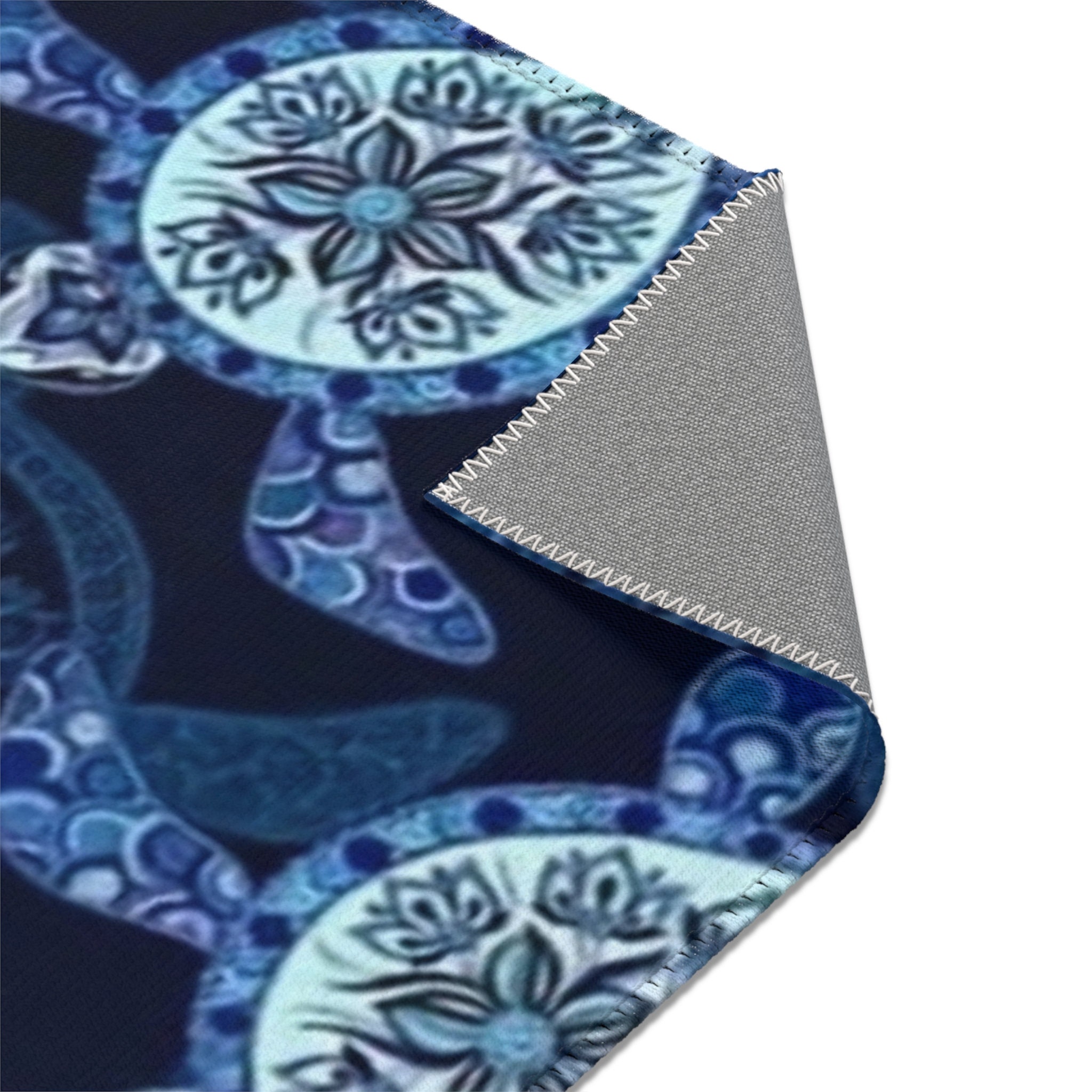 Blue Sea Turtles on Blue Sea Background Design Area Rug, Nautical Rug ...