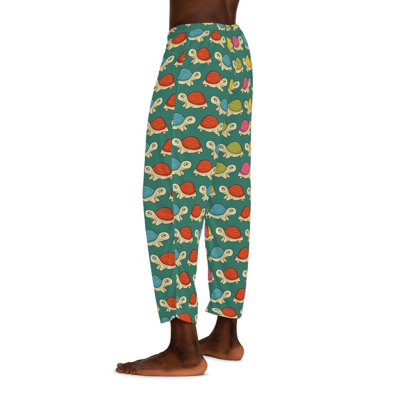Sleepy Turtles Green Men's Draw String Pajama Pants, Turtle Pajama Pants, Turtle Pants, Turtle ...