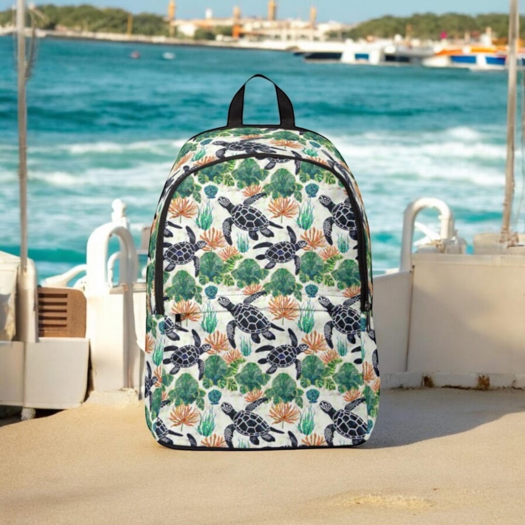 Sea Turtle Backpack, Coral Reef Turtle School Bag, Ocean Life Print ...
