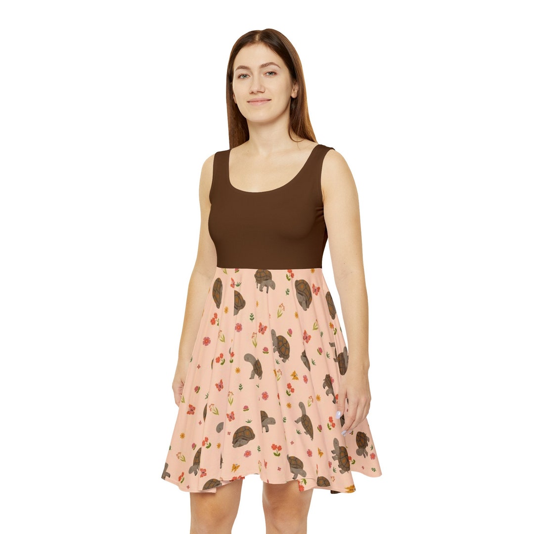 Box Turtle Women's Sundress, Baby Turtle Print Spring Summer Dress ...