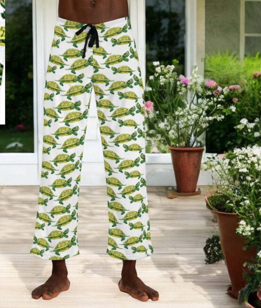 Red Eared Slider Turtle Artistic Design, Unisex Custom Drawstring Waist ...