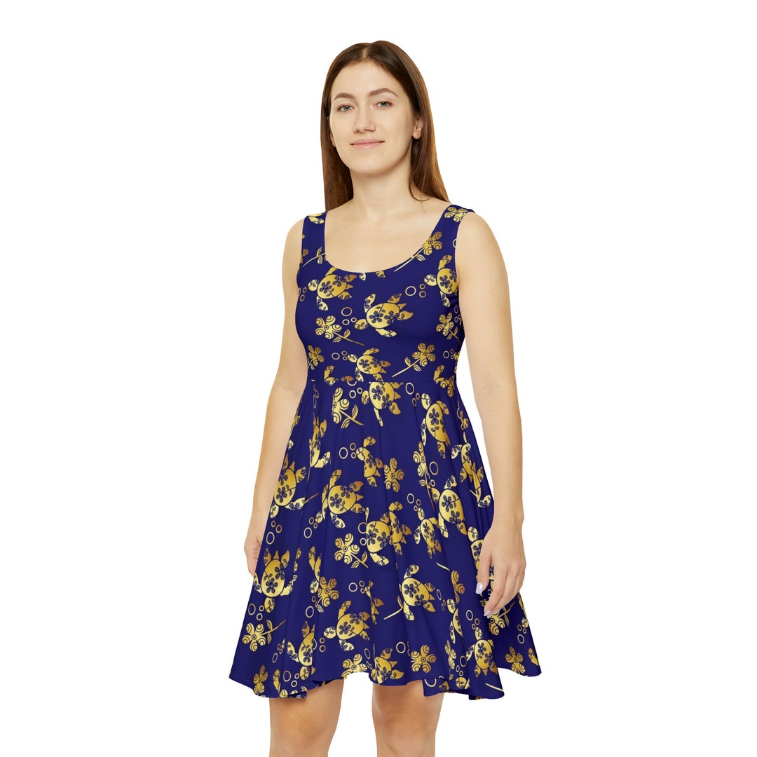 Purple Hawaiian Sea Turtle Sundress, Sea Turtle Print Dress, Sea Turtle ...
