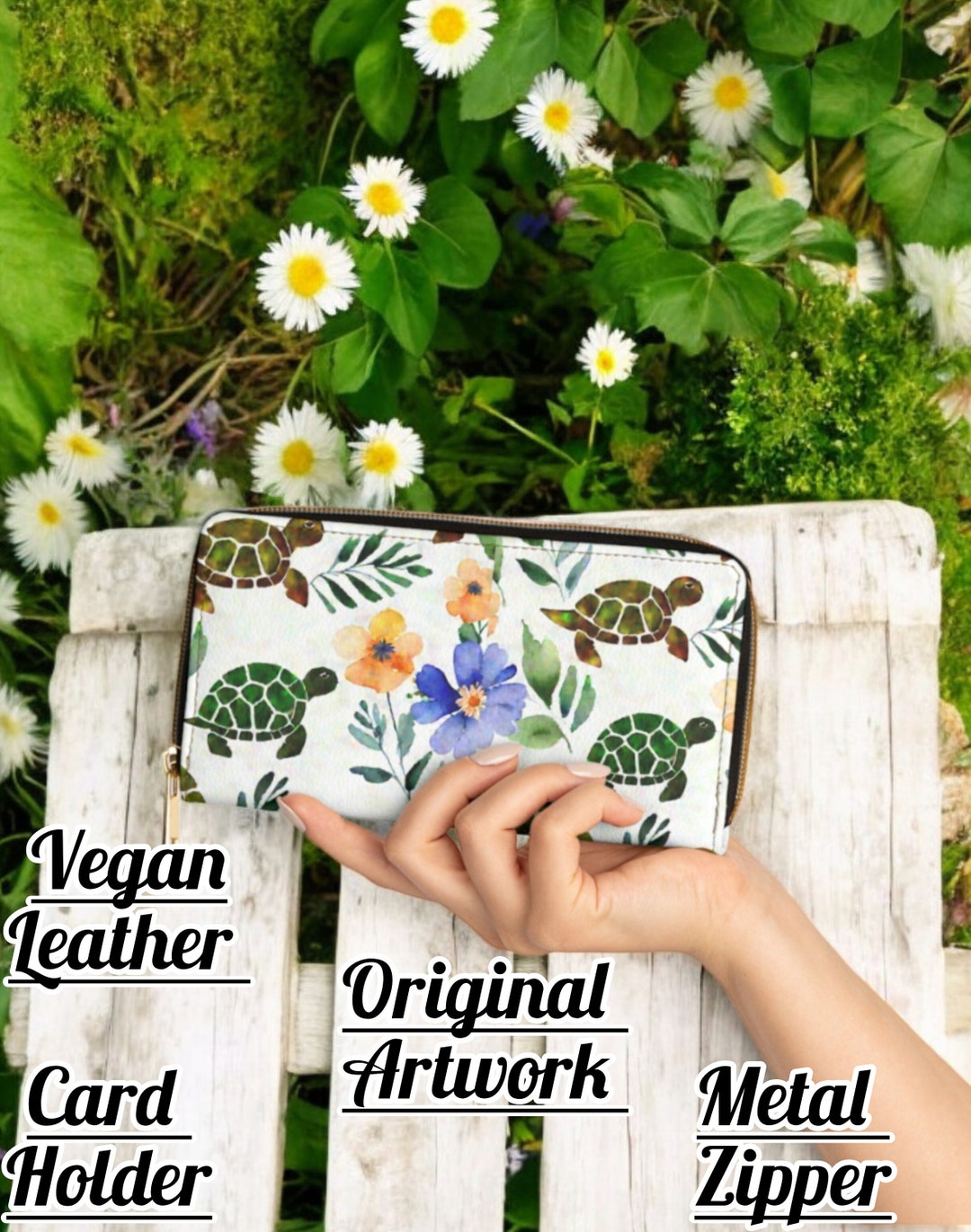 Artwork Turtles Original Artist Design Women Vegan Leather Creulty Free ...