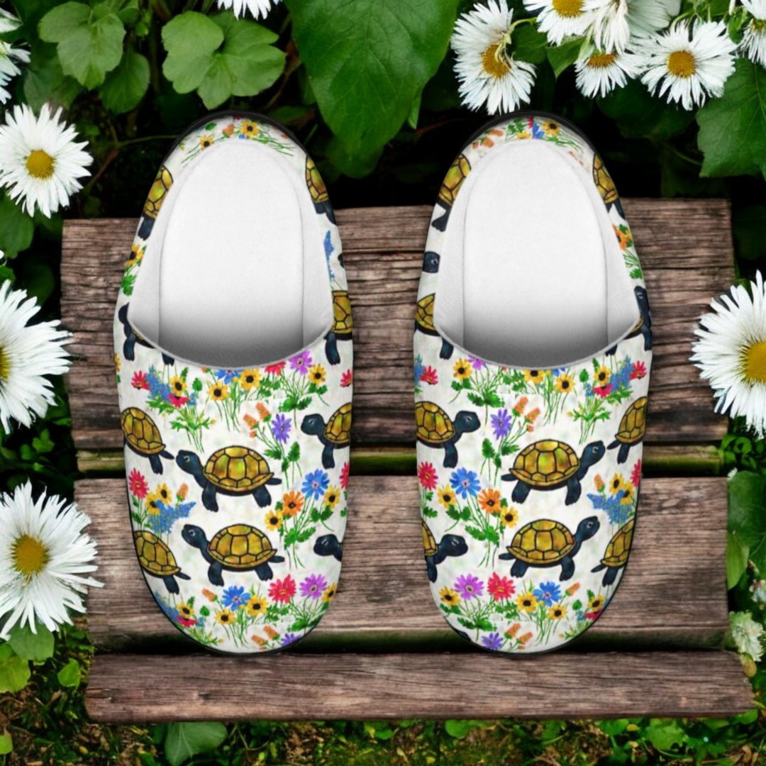 Artistic Box Turtle Women's Custom Floral Turtle Tortoise Cute Comfy ...