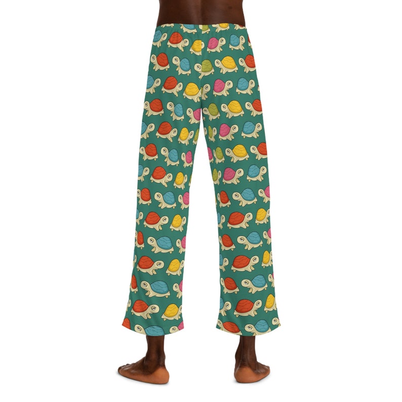 Sleepy Turtles Green Men's Draw String Pajama Pants, Turtle Pajama ...