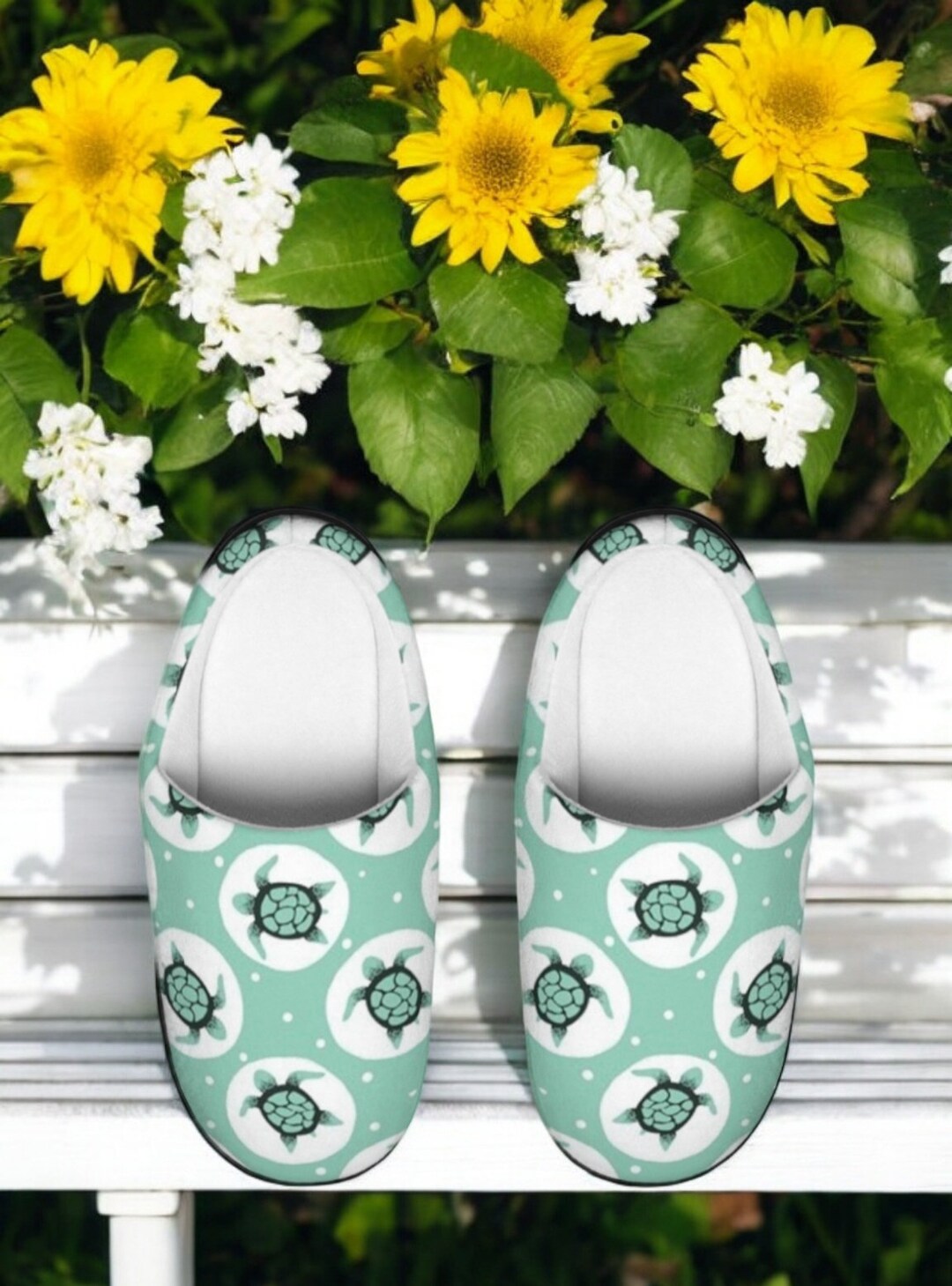 Teal Turtles Original Artist Design Women's Pastel Comfy Indoor ...