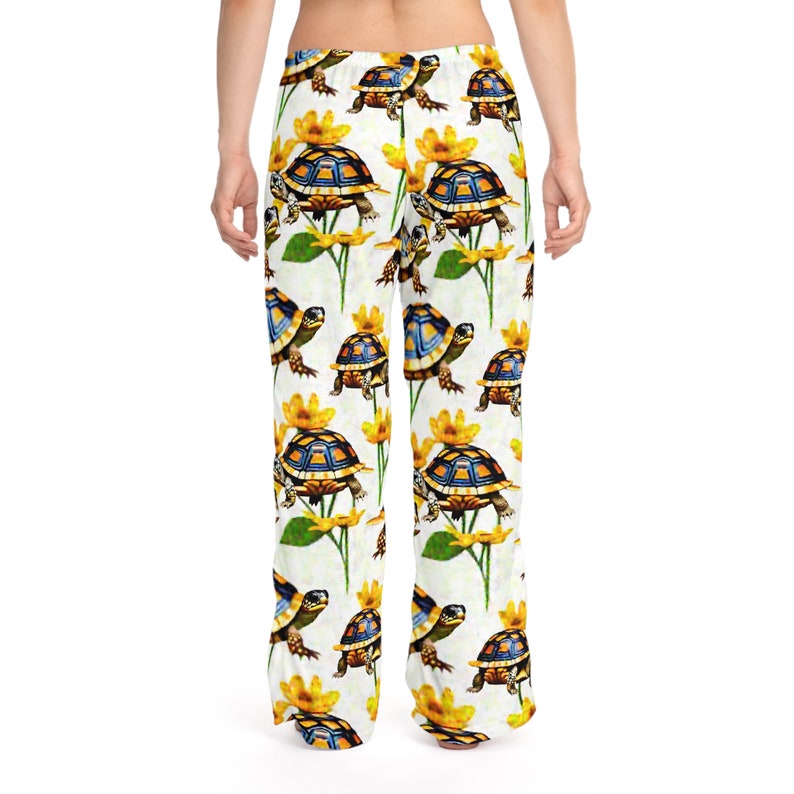 Box Turtles With Daisies Womens Drawstring Pajama Pants, Women Turtle ...