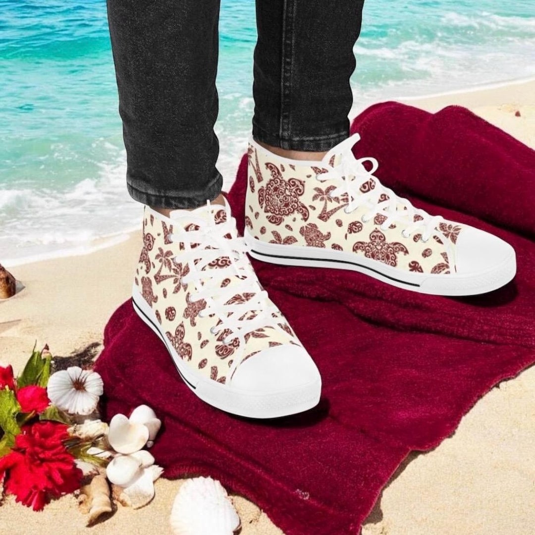Honu Sea Turtles Hi Top Sneakers for Women - Hawaiian Terrapin Print ...