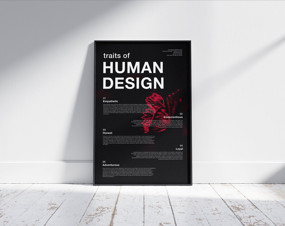 Traits of Human Design, Andrew's 5 - Poster Print - Black and Red - Etsy