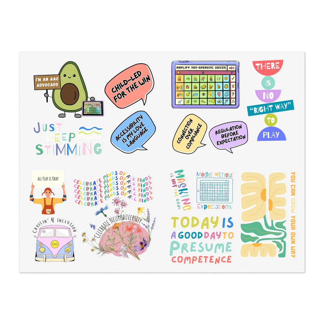 Sticker Pack- Neurodiversity Affirming Therapist Bundle, SLP Gift ...