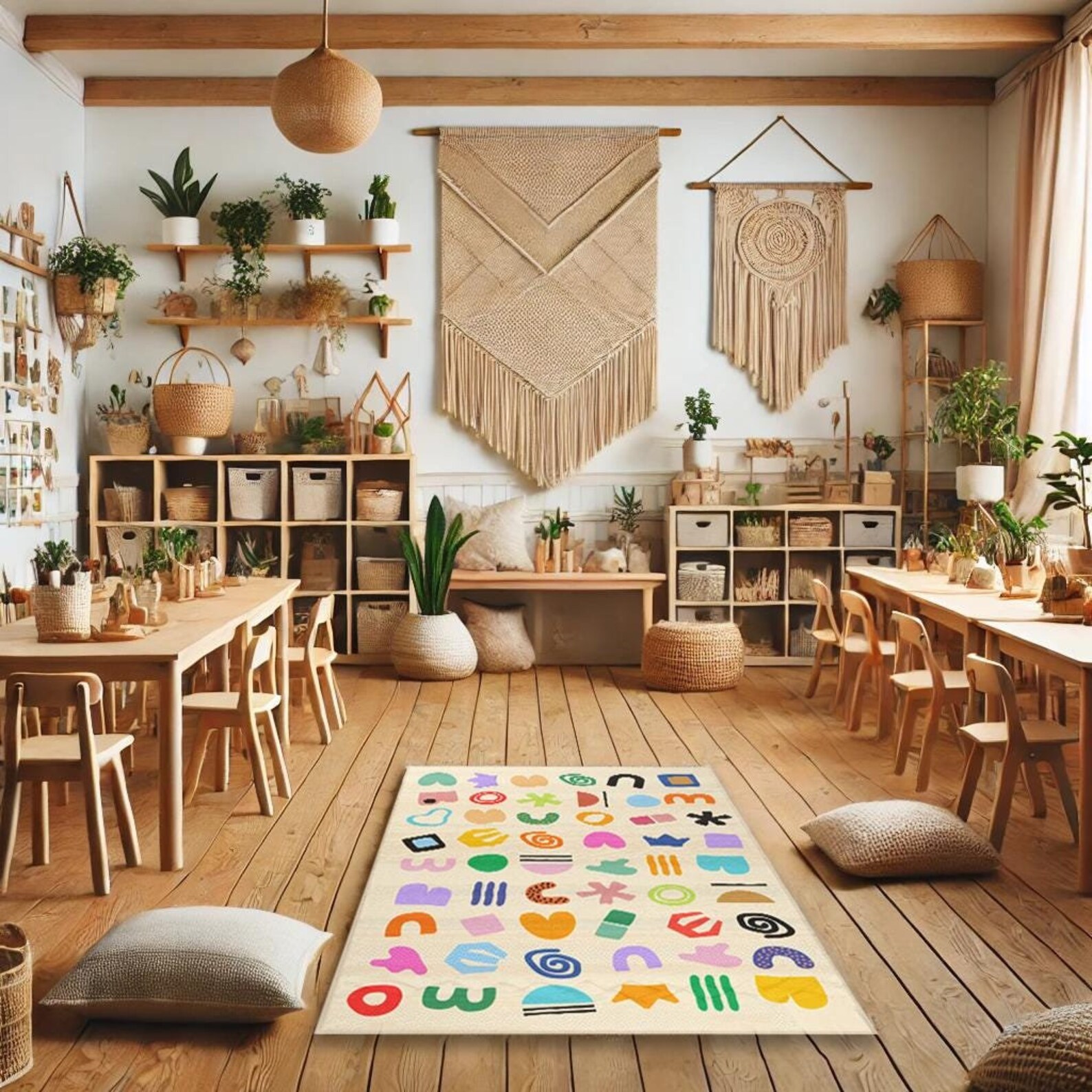 Abstract Shapes Area Rug for Classroom Carpet for Kids Room Pediatric ...