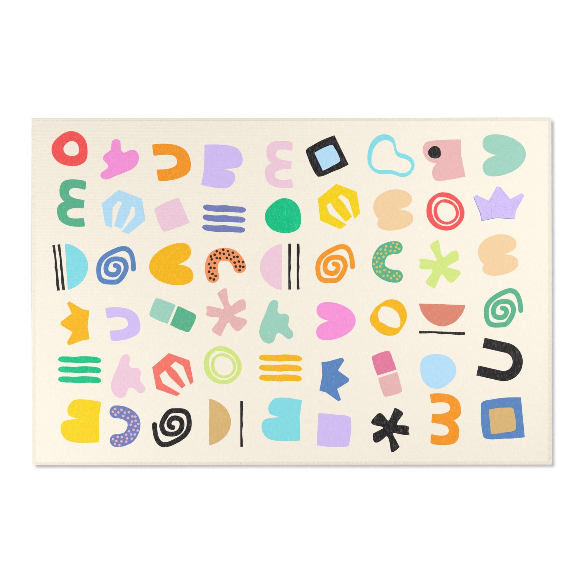 Abstract Shapes Area Rug for Classroom Carpet for Kids Room Pediatric ...