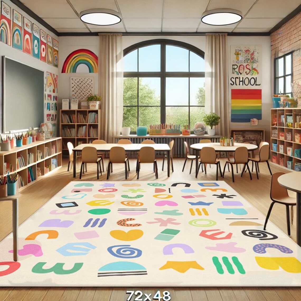 Abstract Shapes Area Rug for Classroom Carpet for Kids Room Pediatric ...
