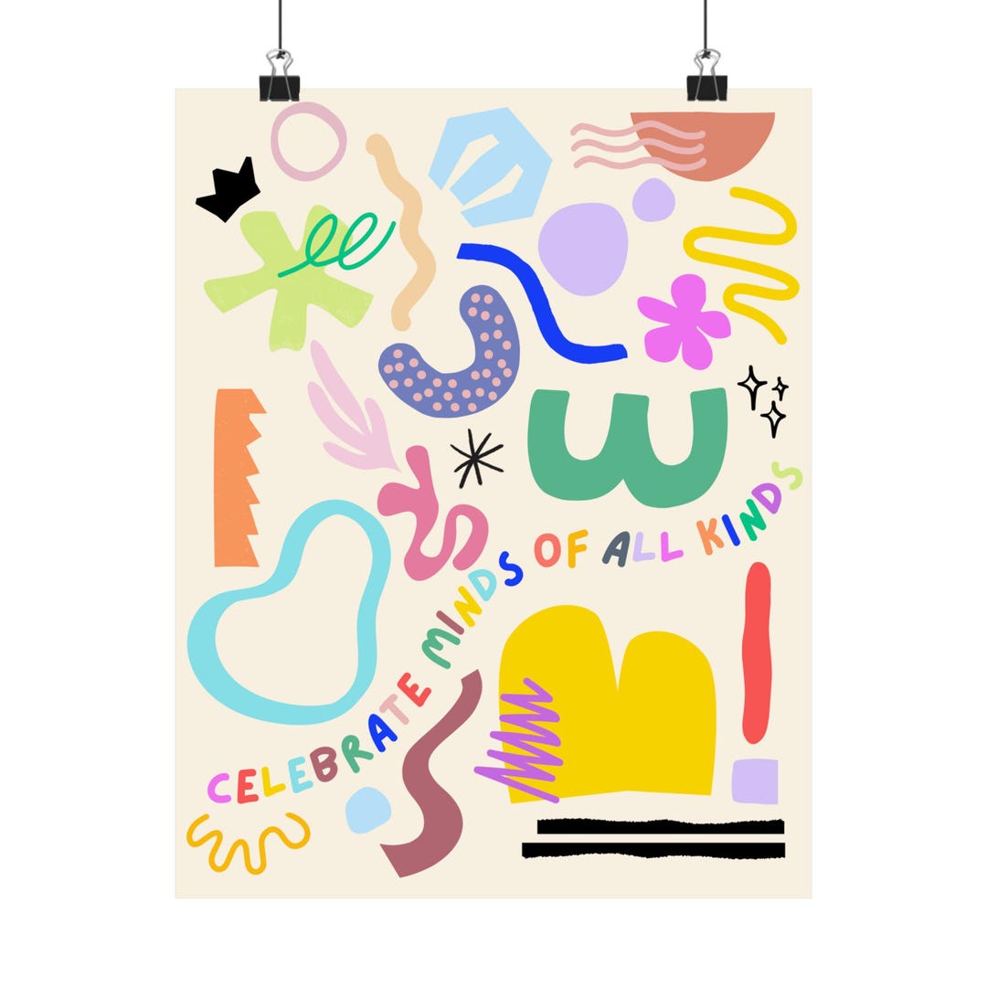 Digital- Celebrate Minds of All Kinds- Abstract Wall Art for Classroom ...
