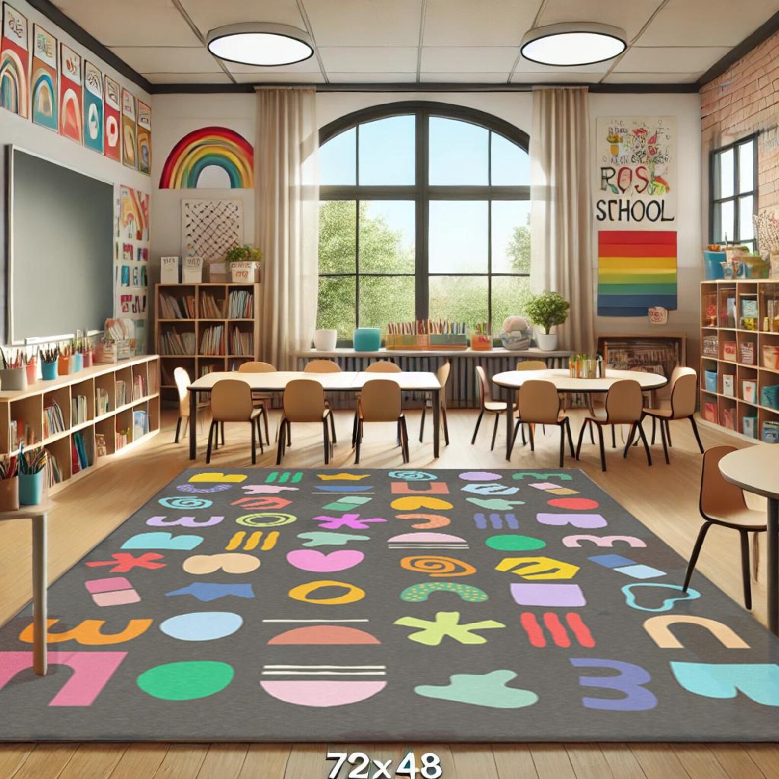 Abstract Shape Area Rugs for Classroom Carpet for Therapy Clinic Kids ...