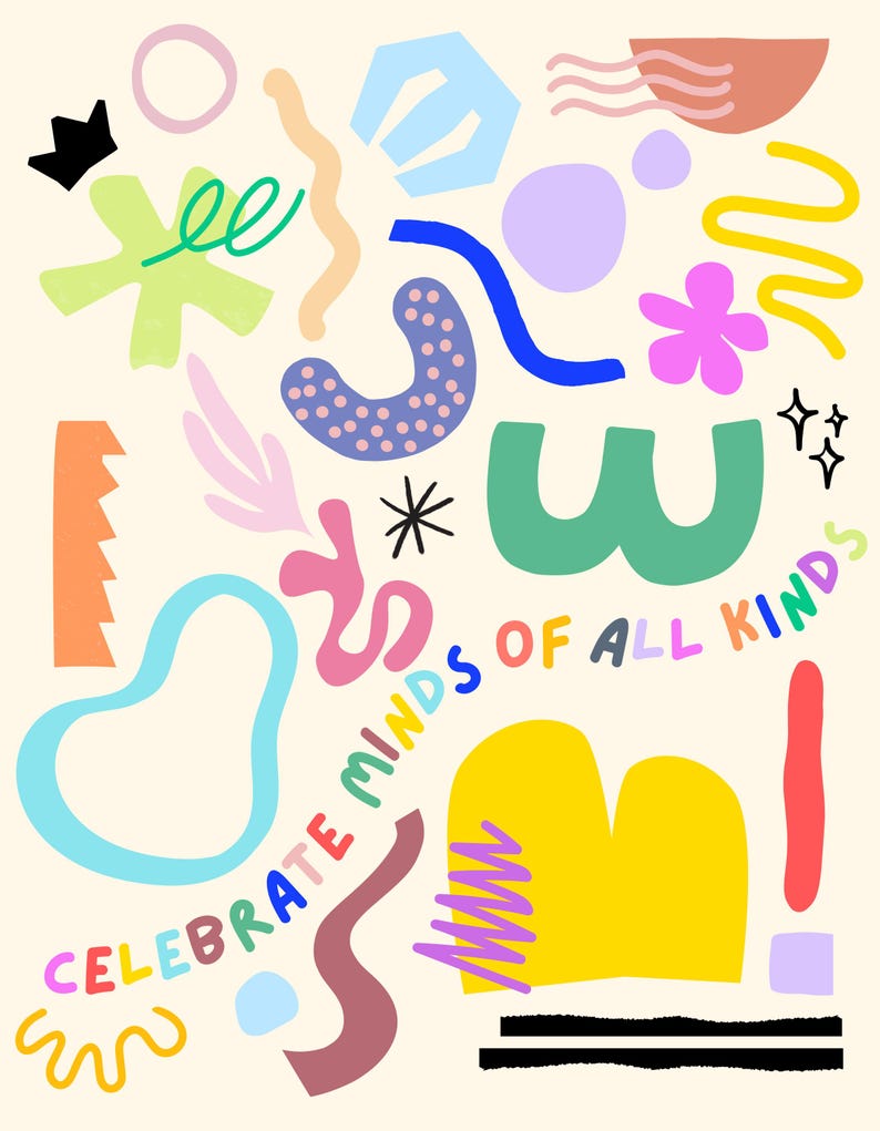 Digital- Celebrate Minds of All Kinds- Abstract Wall Art for Classroom ...