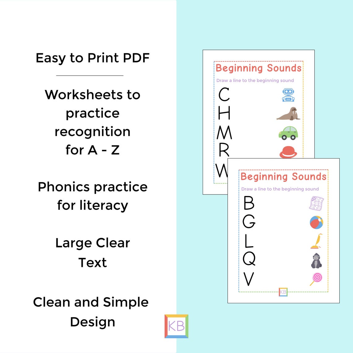 Beginning Sounds Worksheets A-Z | Preschool Phonics Printable Activity ...