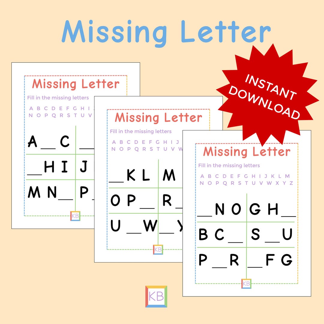 Alphabet Worksheets – Missing Letter Order Activity (PDF Download) - Etsy
