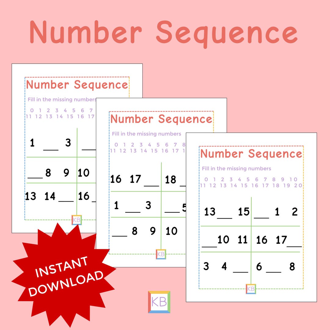 Number Sequence Worksheets 0-20 – Missing Numbers Math Activity (PDF ...