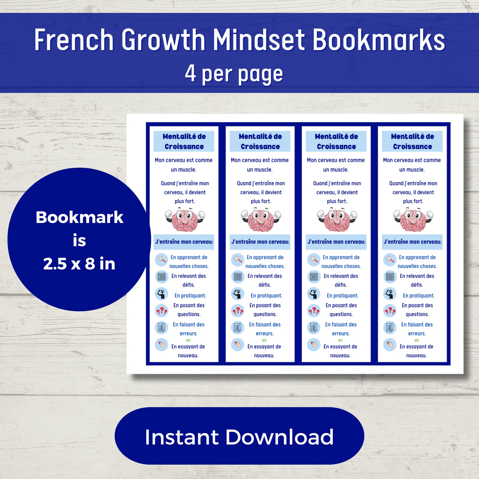 French Digital Download French Printable Growth Mindset - Etsy
