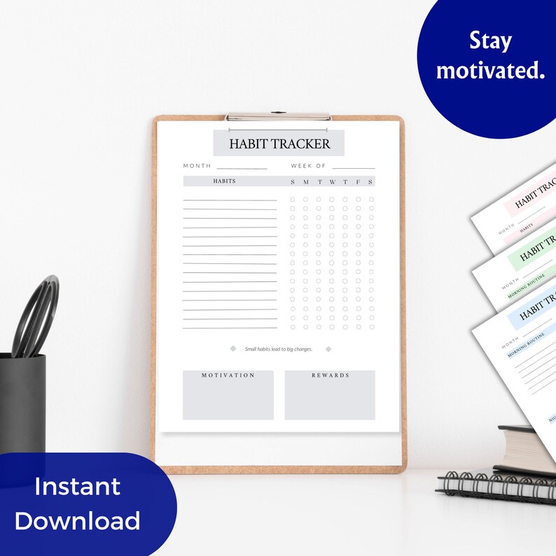 Mindset Habit Trackers, Weekly Habit Tracker, Printable Habit Tracker ...