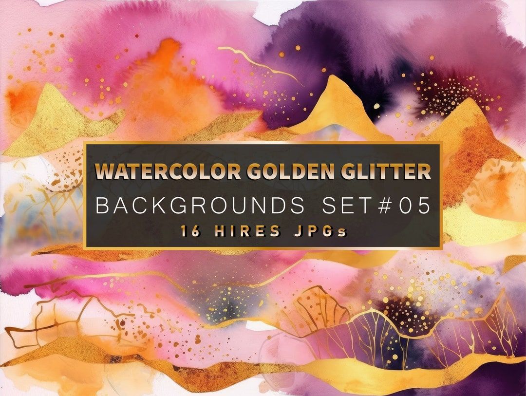 Watercolor Golden Glitter Background, Watercolor Splashes, Watercolor ...