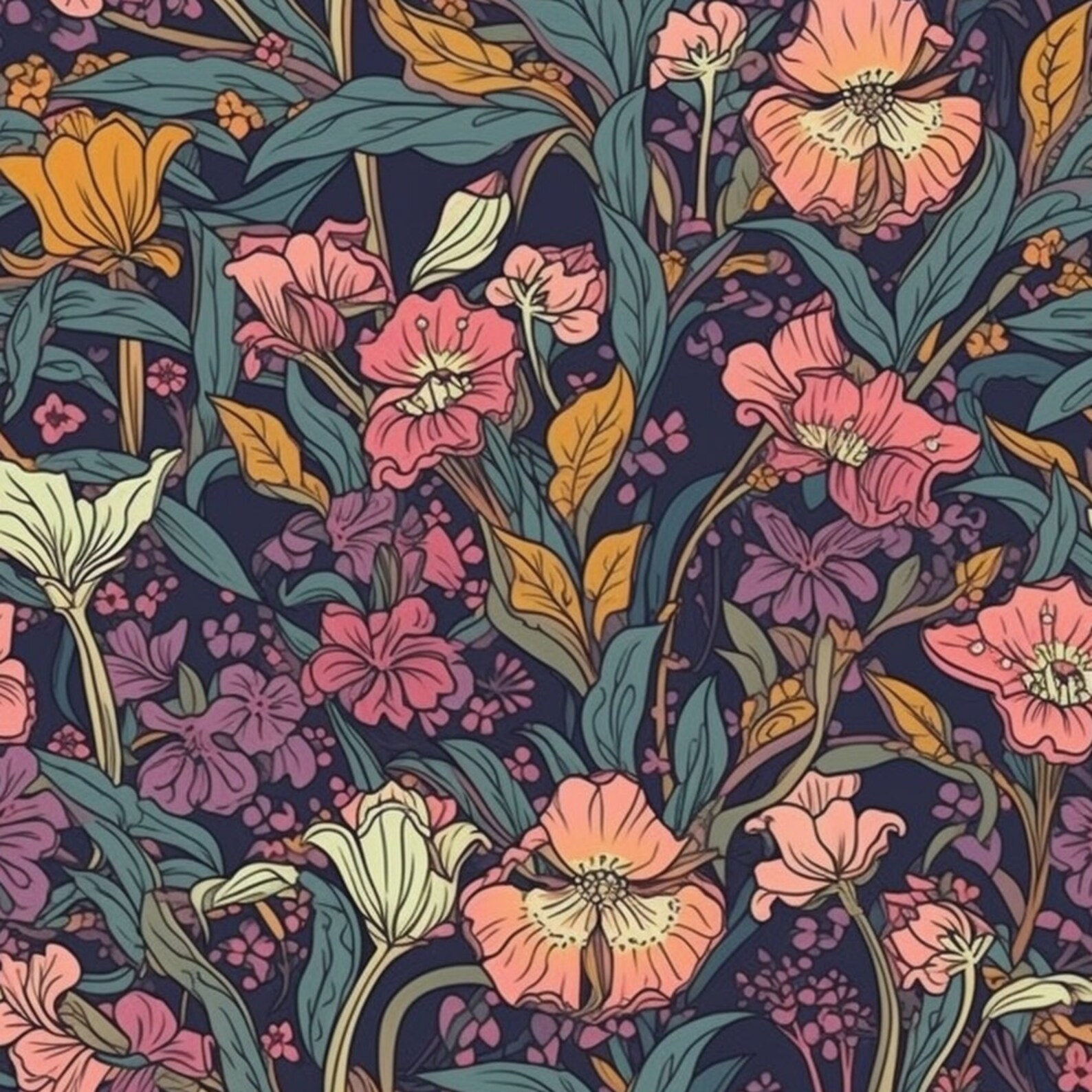 10 Flowers Seamless Pattern Digital Download! - Etsy