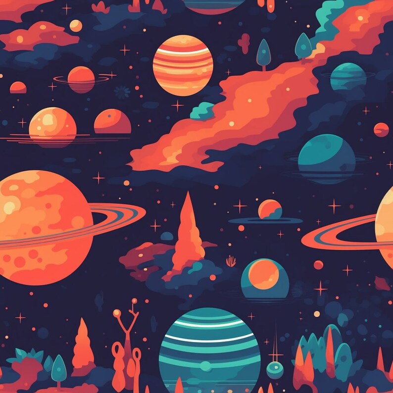 10 Abstract Space Designs Seamless Pattern Digital Download! - Etsy