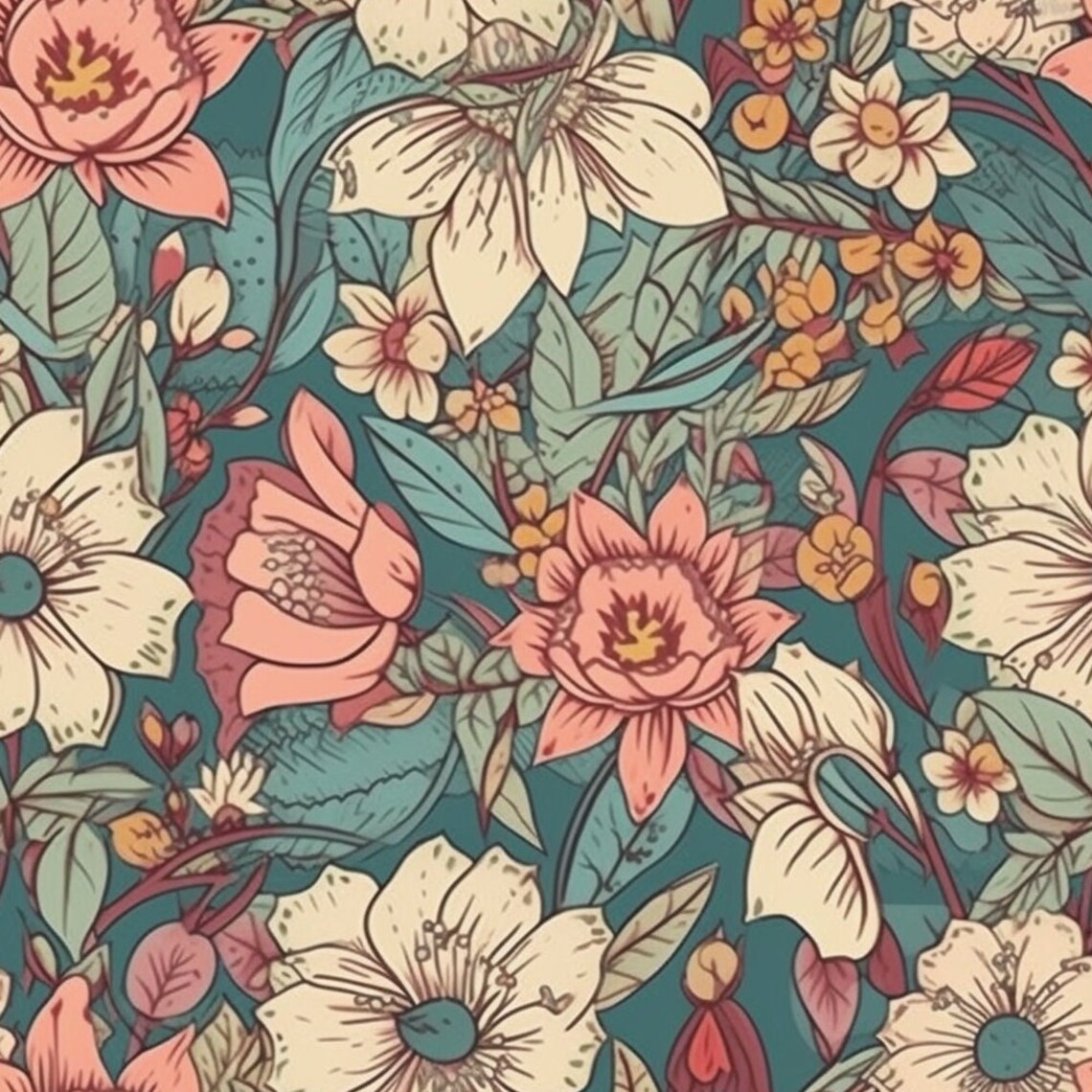 10 Flowers Seamless Pattern Digital Download! - Etsy