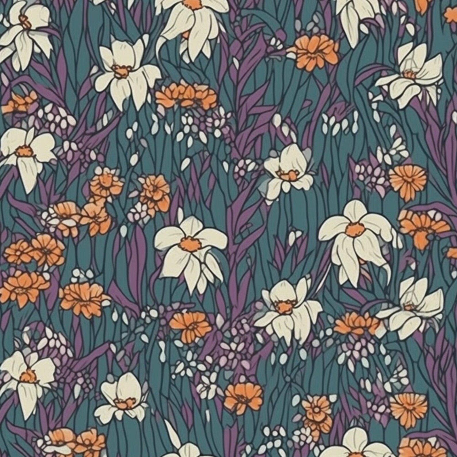 10 Flowers Seamless Pattern Digital Download! - Etsy