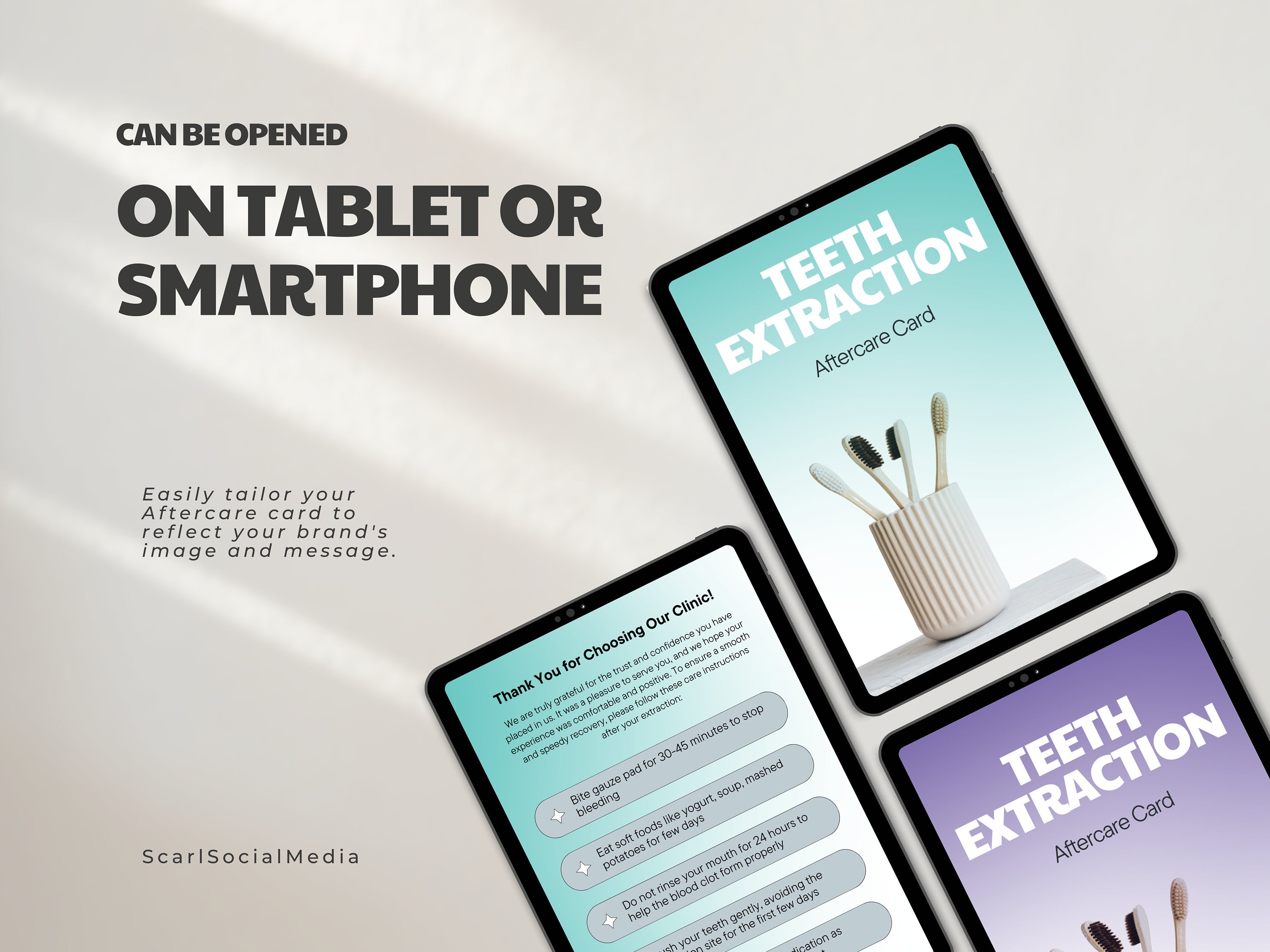 Printable Aftercare Extraction Card, Editable Dental Extraction Guide ...