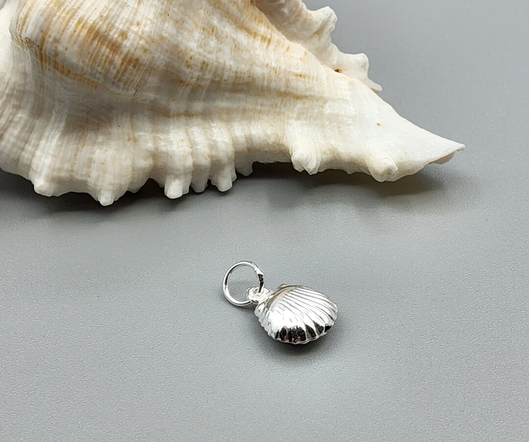 SMALL Clam Shell Charm, Sterling Silver Shell Add on Charm, DIY ...