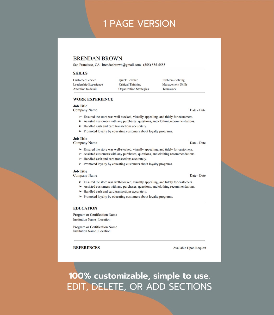 2023 Simple Clean Resume CV Template CV Template for Students Instant ...