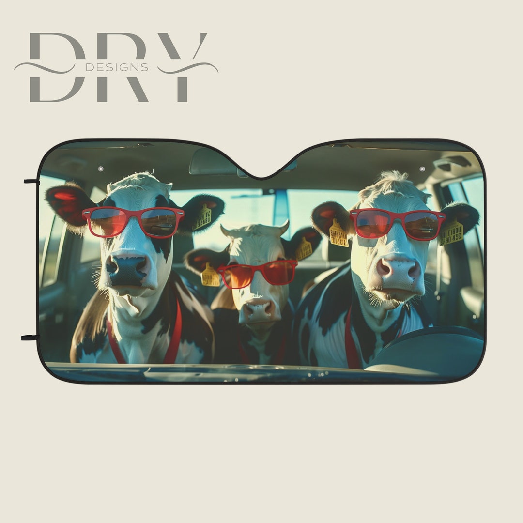 Cute Cool Cow Car Sun Shade, Windscreen UV Protection, Funny Auto ...