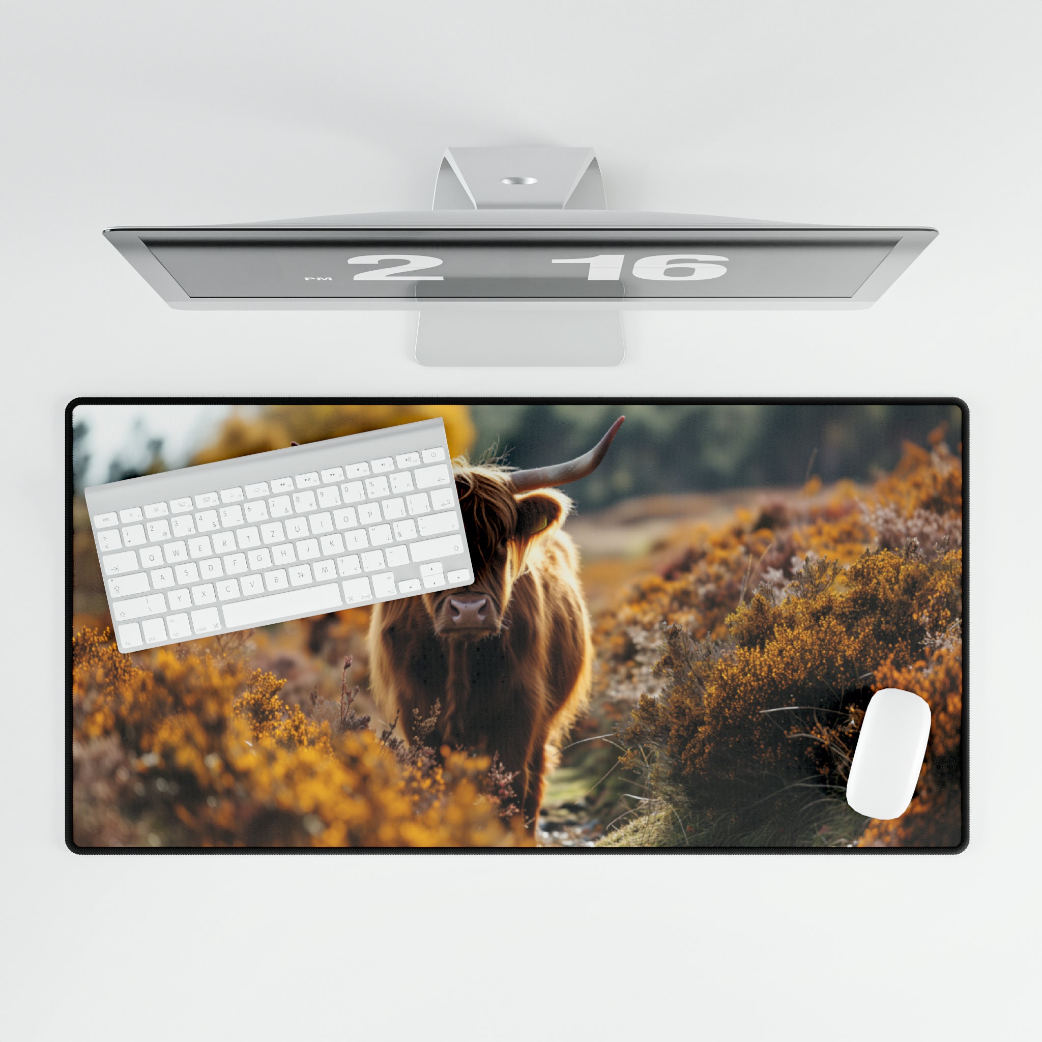 Highland Cow Desk Mat, Cottagecore Calf Gaming Mouse Pad, Aesthetic ...