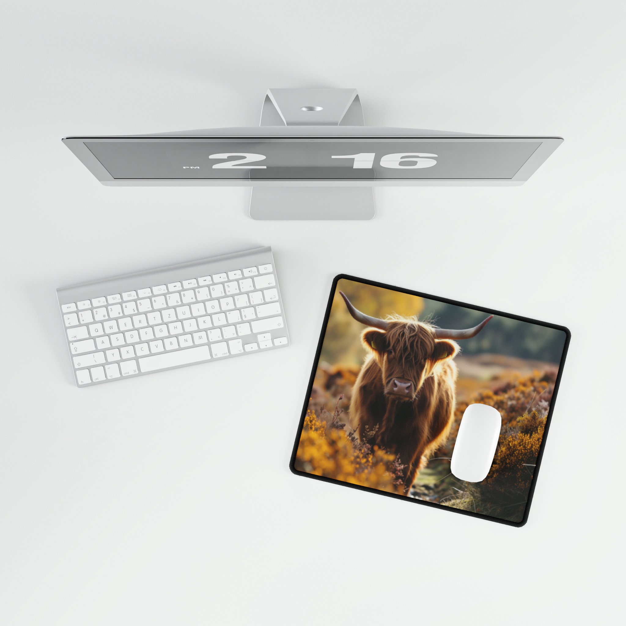 Highland Cow Desk Mat, Cottagecore Calf Gaming Mouse Pad, Aesthetic ...