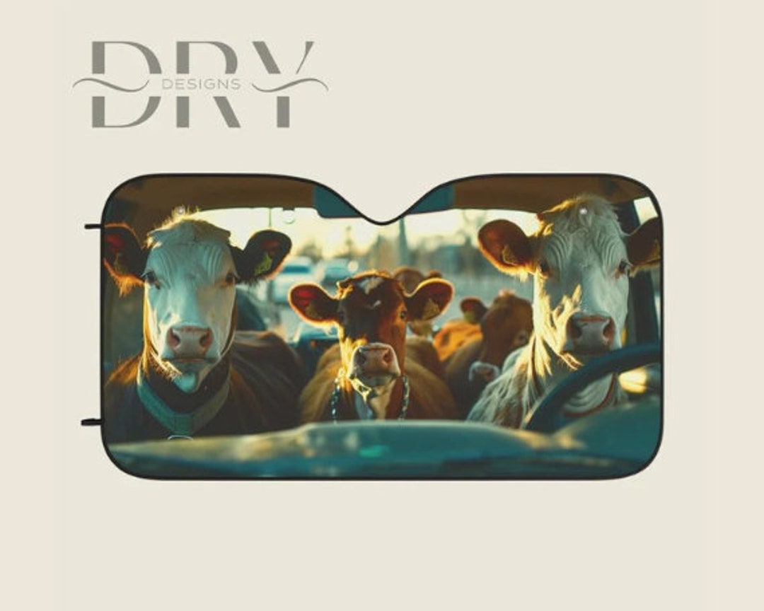 Cute Cow Car Sun Shade, Windscreen UV Protection, Funny Auto Windshield ...