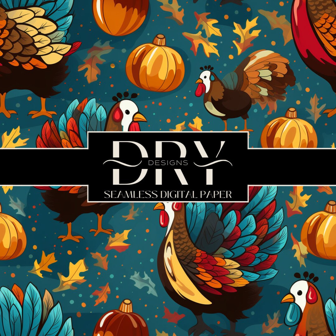 Thanksgiving Turkey SEAMLESS File, Craft Digital Paper, Instant ...