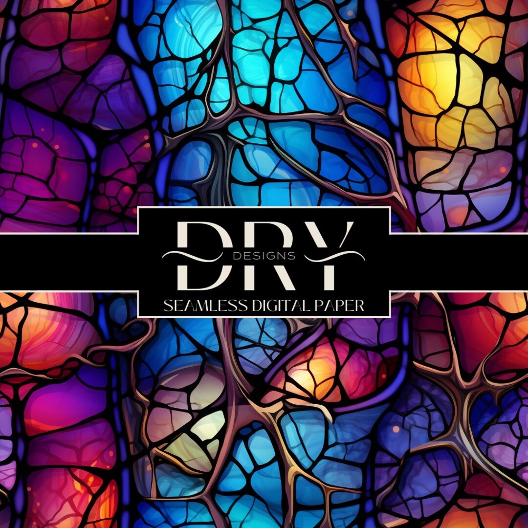 Skeletal Halloween Stained Glass, SEAMLESS Craft Digital Paper, Instant ...