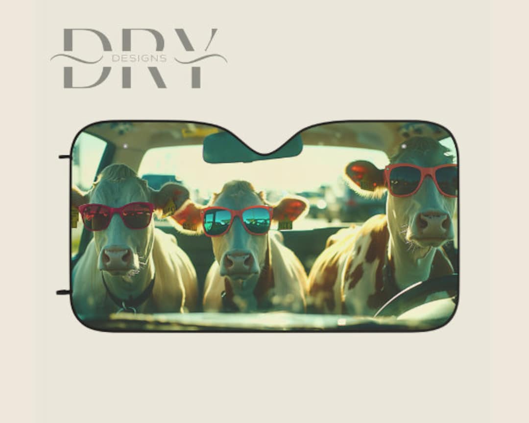 Cute Cool Cow Car Sun Shade, Windscreen UV Protection, Funny Auto ...