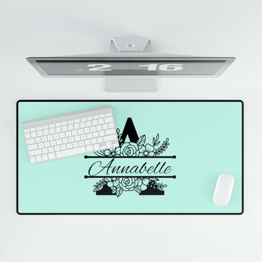 Personalized Floral Monogram Desk Mat: Wildflower Cottagecore Office ...